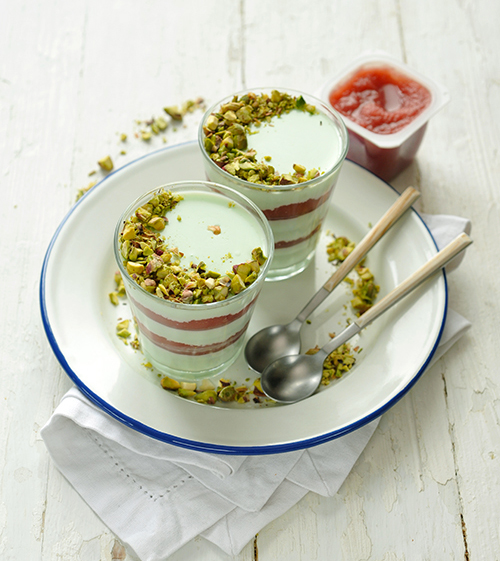 Panna cotta pistache & Pomme Cranberries | A Vos Assiettes