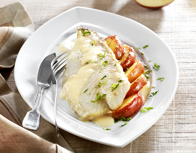 Filet de barbue aux pommes et au cidre | A Vos Assiettes