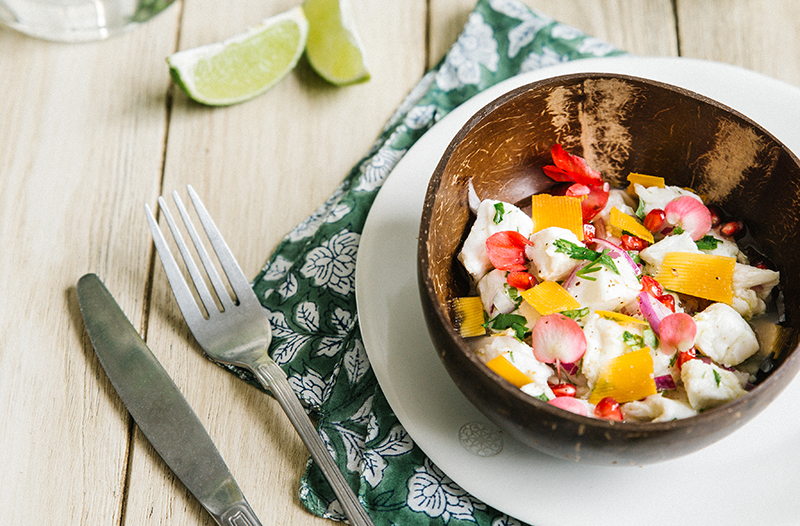 Ceviche de dorade à la grenade et à la Mimolette Extra-vieille Isigny ...